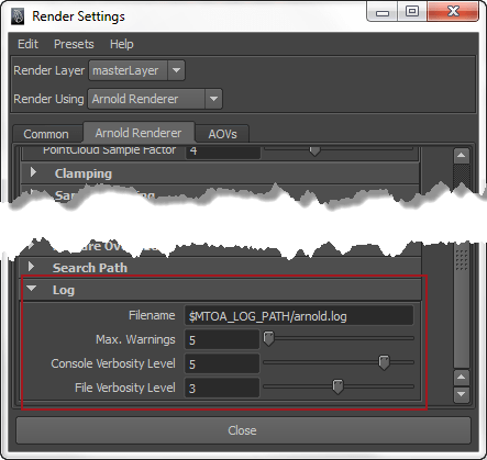 Setting the Arnold log verbosity level | Arnold Support Corner