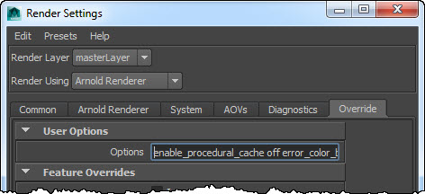 [MtoA] [SItoA] Setting multiple Arnold parameters with a User Options string | Arnold Support Corner